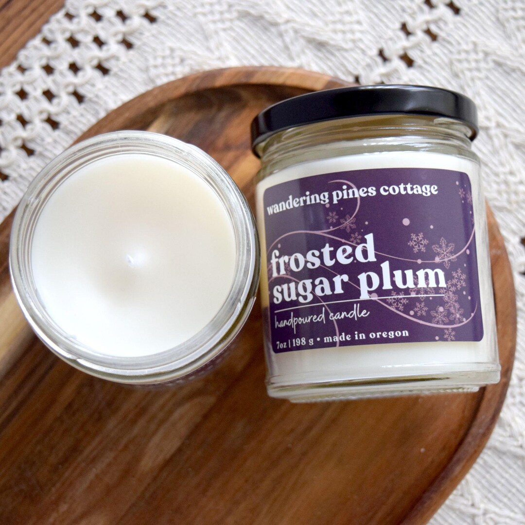 Frosted Sugar Plum Scented Candle, Hand Poured Scented Candle ...