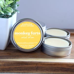 Monkey Farts Scented Lotion in a Tin, Solid Lotion Bar, Hand and Body ...