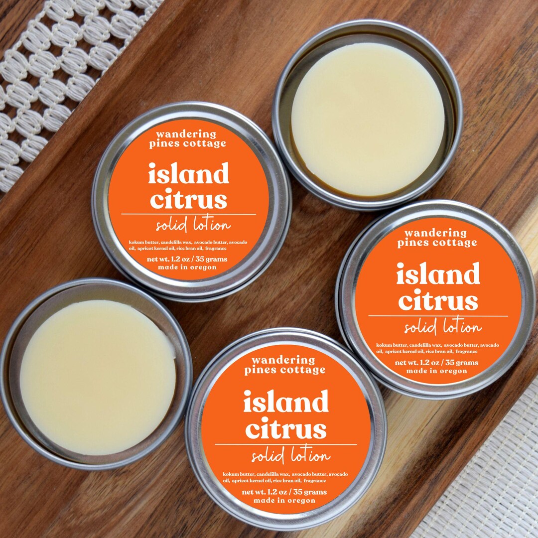 Island Citrus Solid Lotion Bar in a Tin, Solid Lotion for Dry Skin ...