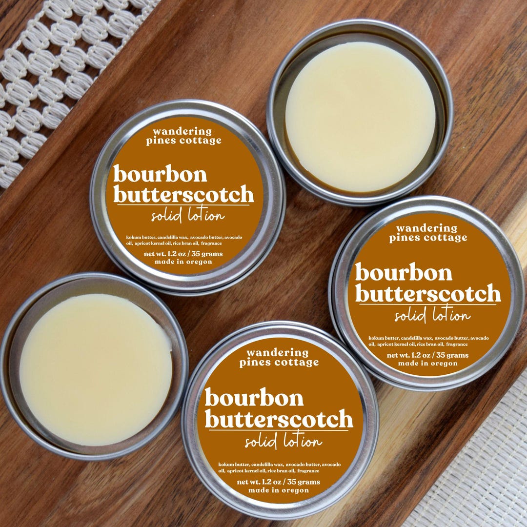 Bourbon Butterscotch Solid Lotion Bar in a Tin, Solid Lotion for Dry ...