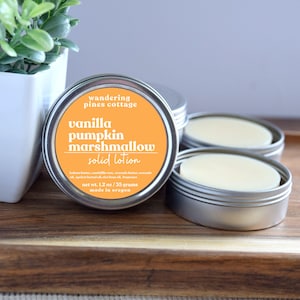 Vanilla Pumpkin Marshmallow Solid Lotion Bar: Vegan Skin Repair Balm - Etsy