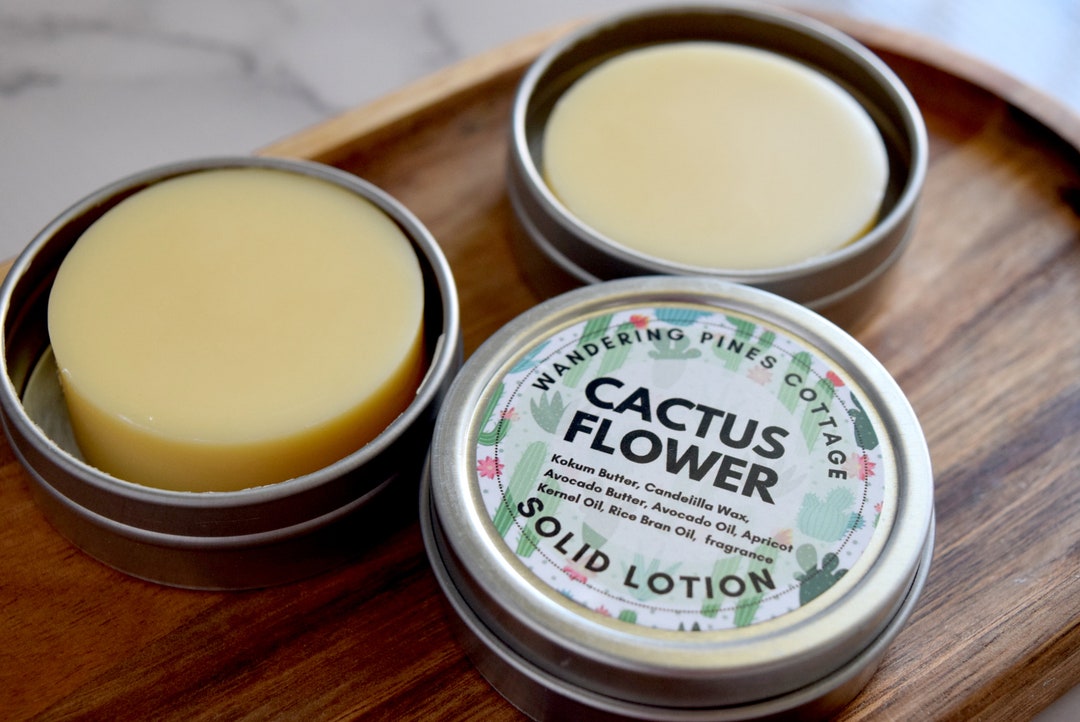 Cactus Flower Solid Lotion Tin Easy Travel Lotion Solid - Etsy