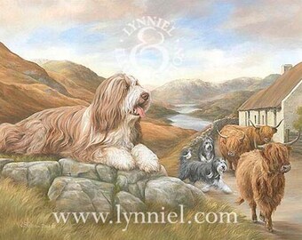 BEARDED COLLIE Beardie Dog Art Print 'the Highlanders' | Etsy