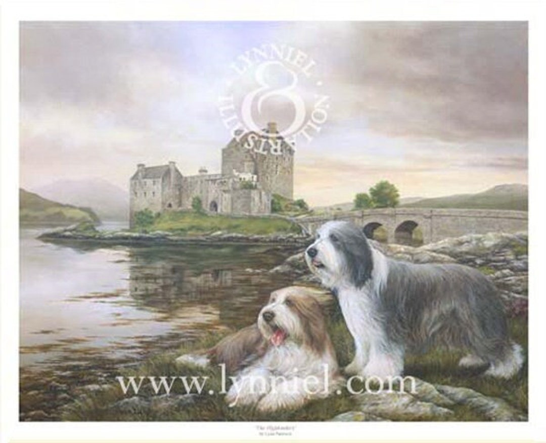 BEARDED COLLIE Beardie Dog Art Print 'the Highlanders' - Etsy