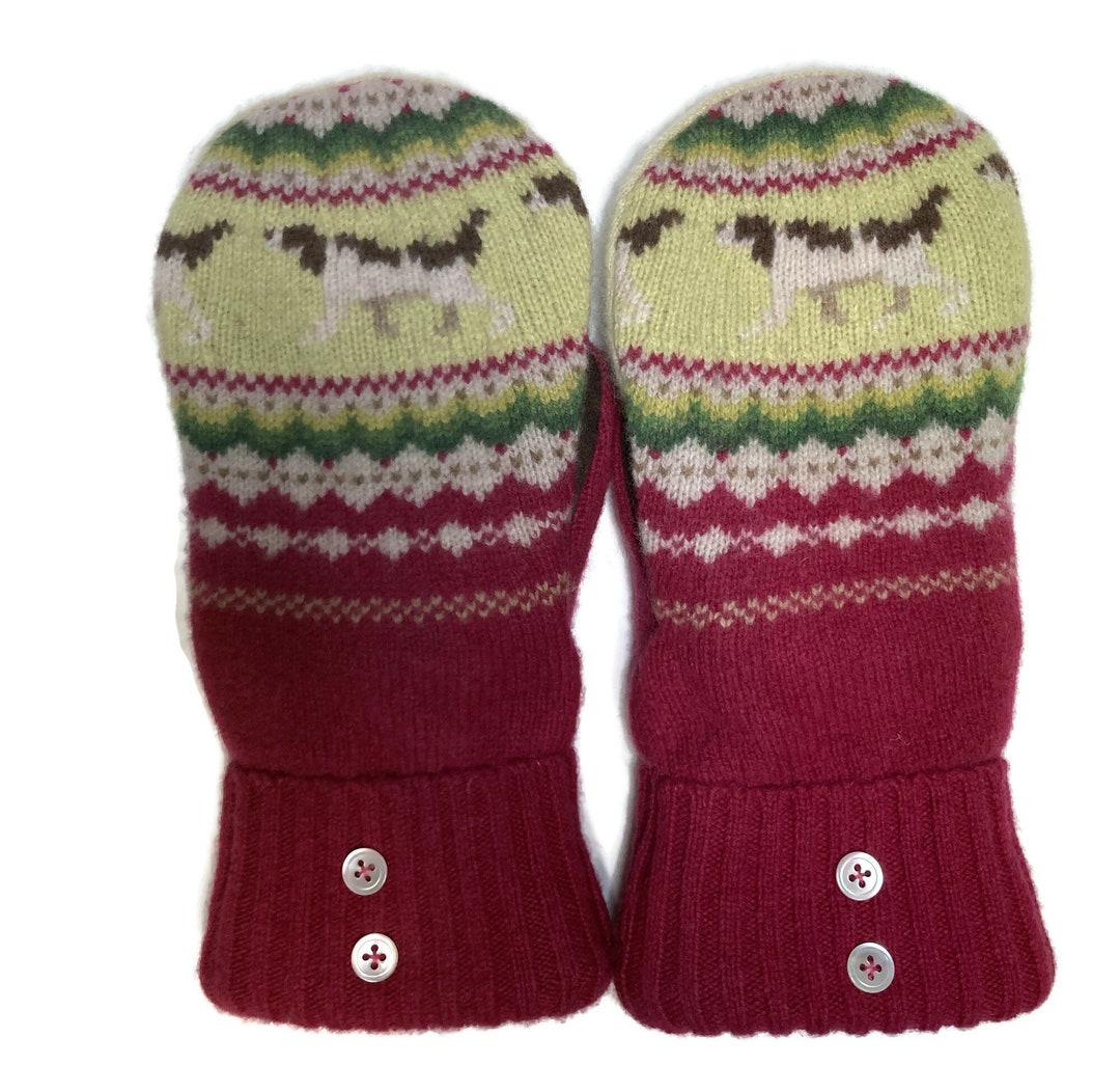 Fun Wool Mittens With Suede Palms - Etsy