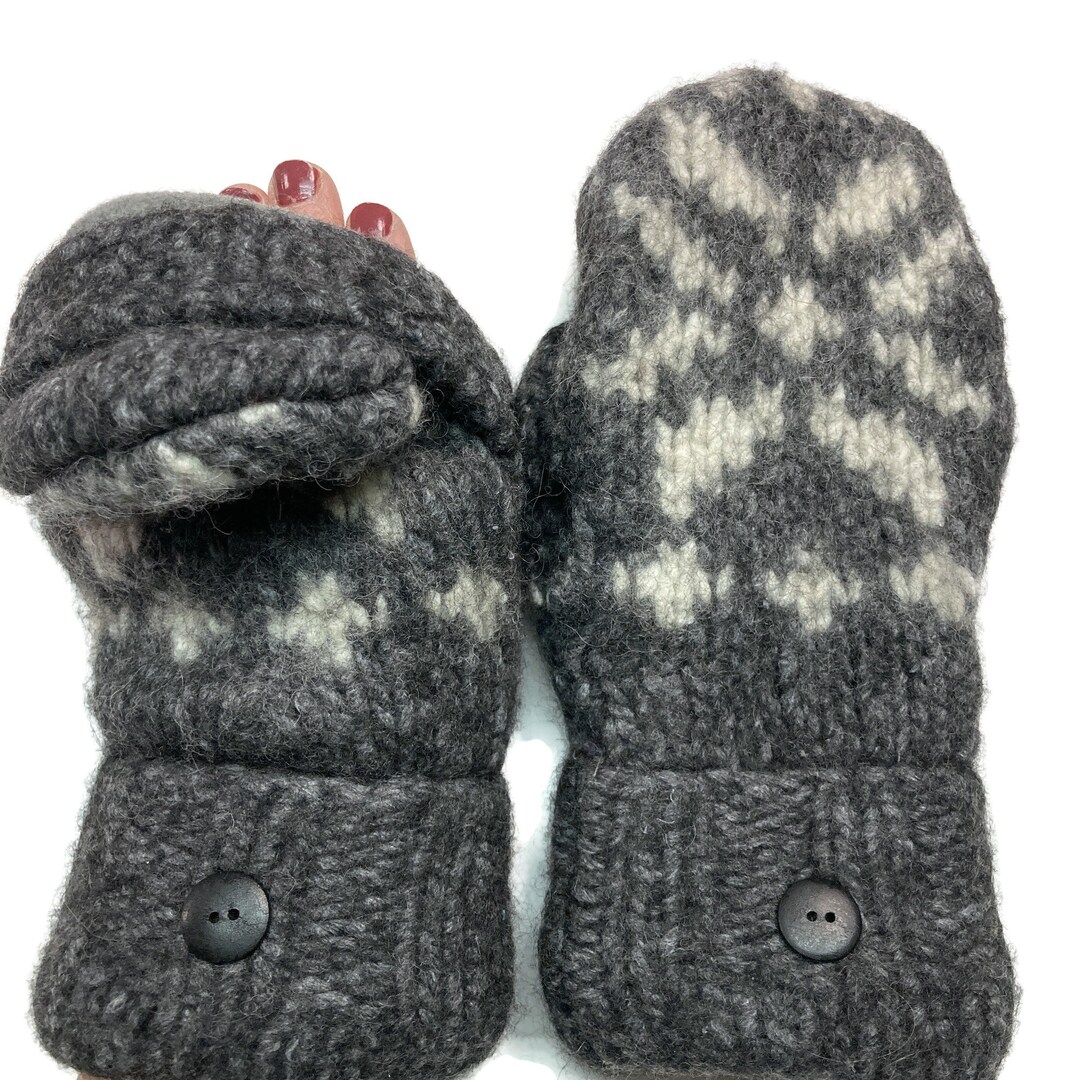 Chunky Wool Convertible Mittens Handmade From Sweaters - Etsy