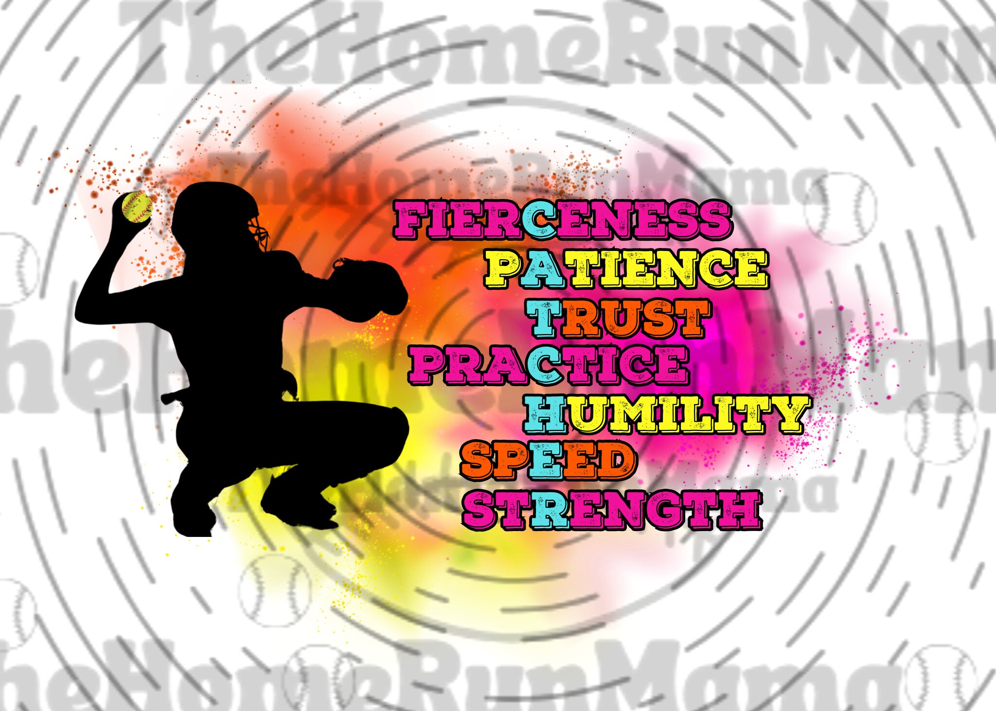 Catcher's Creed: Neon Splatter Softball Design Instant Download PNG - Etsy