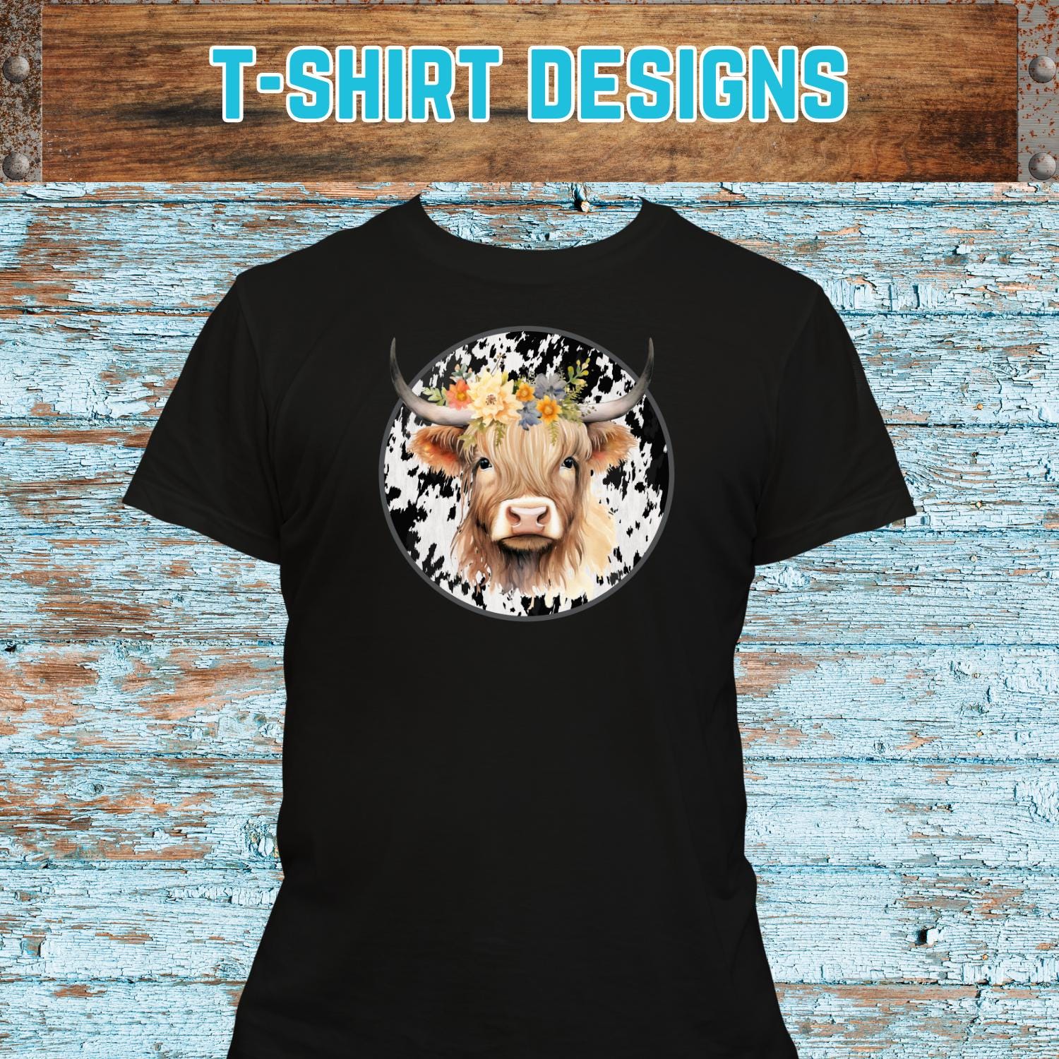 Western Highland Cow Over Cowhide Western Design Highland Cow Shirt ...