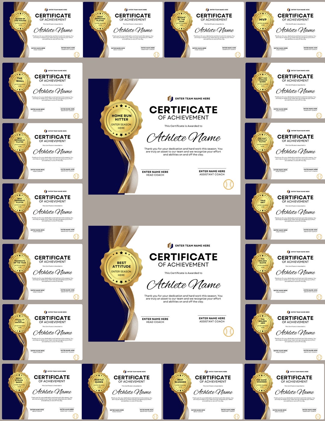 Softball Awards Certificates Bundle Editable Canva Template End of ...