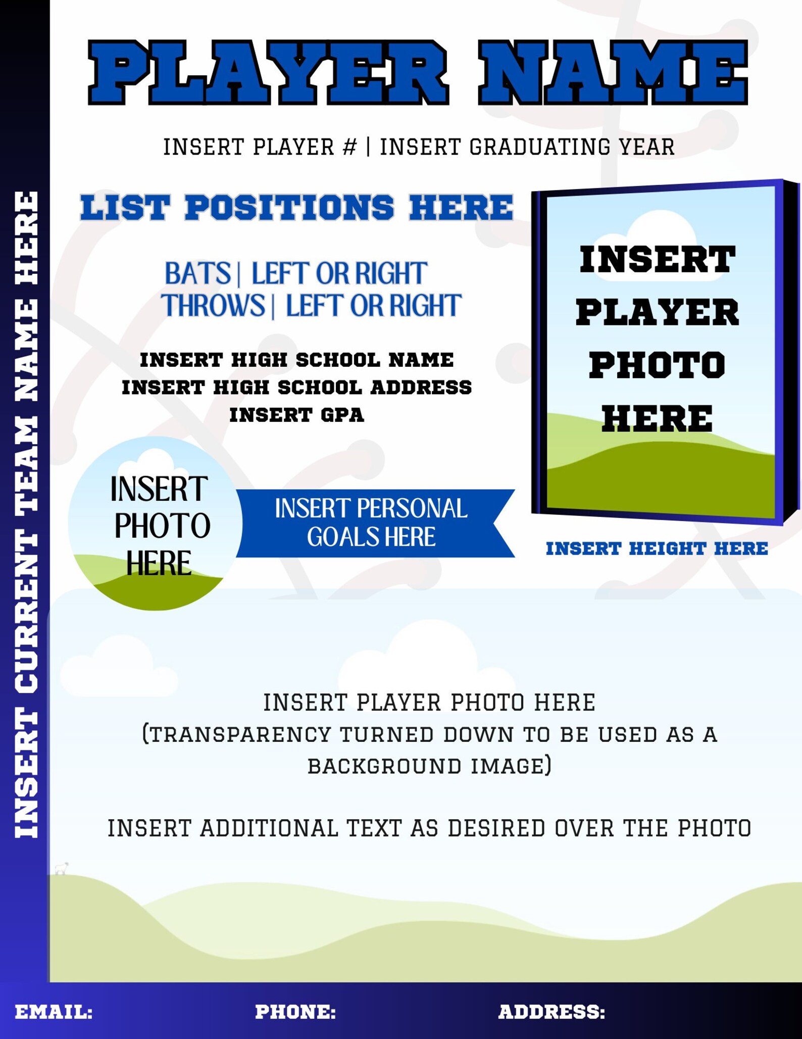 Personalized Softball Player Profile Sheet Customizable Canva Template ...