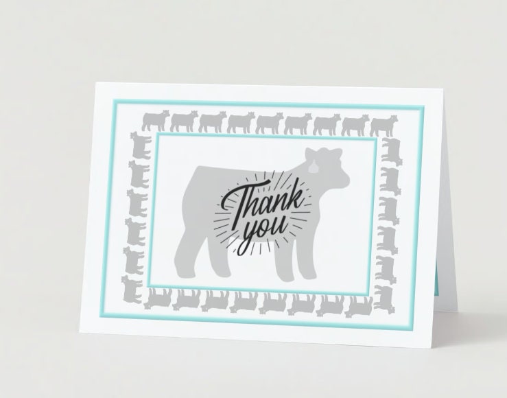 Printable Livestock Show Thank You Card | PDF | Foldable Thank You Card ...