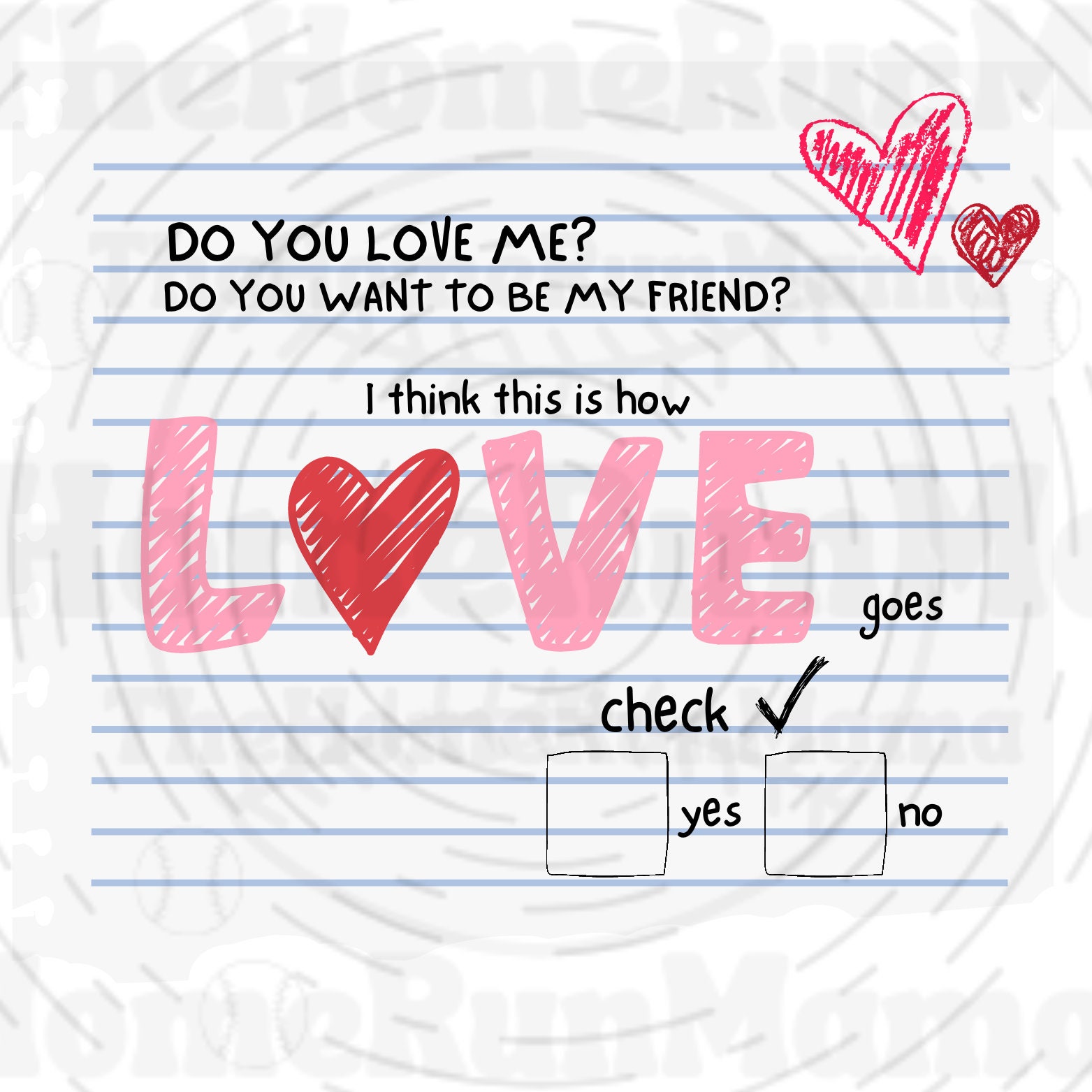 Torn Notebook Love Letter Digital Design PNG Check Yes or No - Etsy