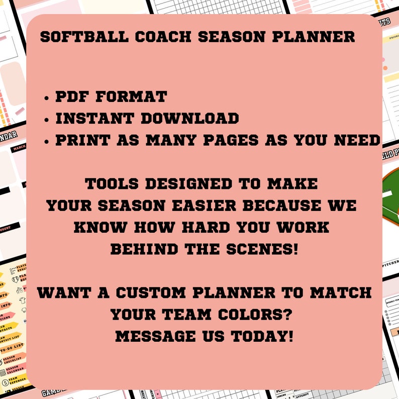 Printable Softball Coach Season Planner | Softball Season Planning ...