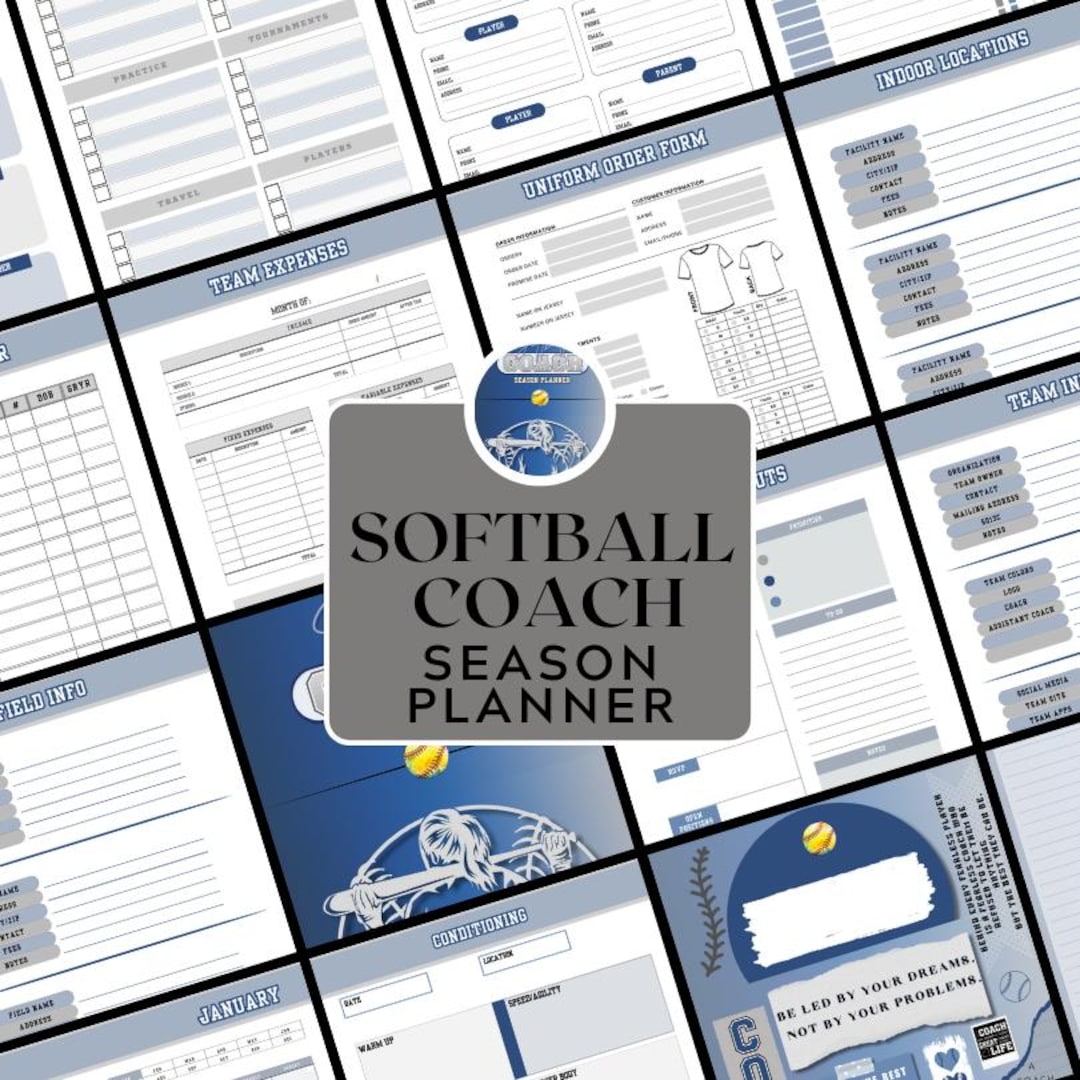 Printable Softball Coach Season Planner | Softball Season Planning ...