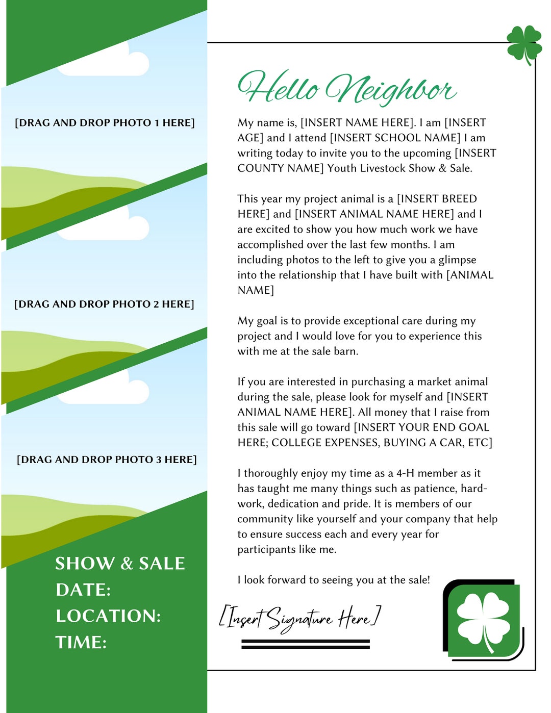 CANVA Digital Template: 4-H FFA Buyer's Letter | (editable) | Livestock ...