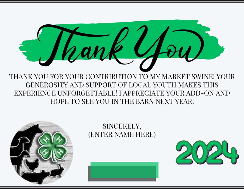 CANVA Digital Template: 4-H Add-on Thank You Cards (editable ...