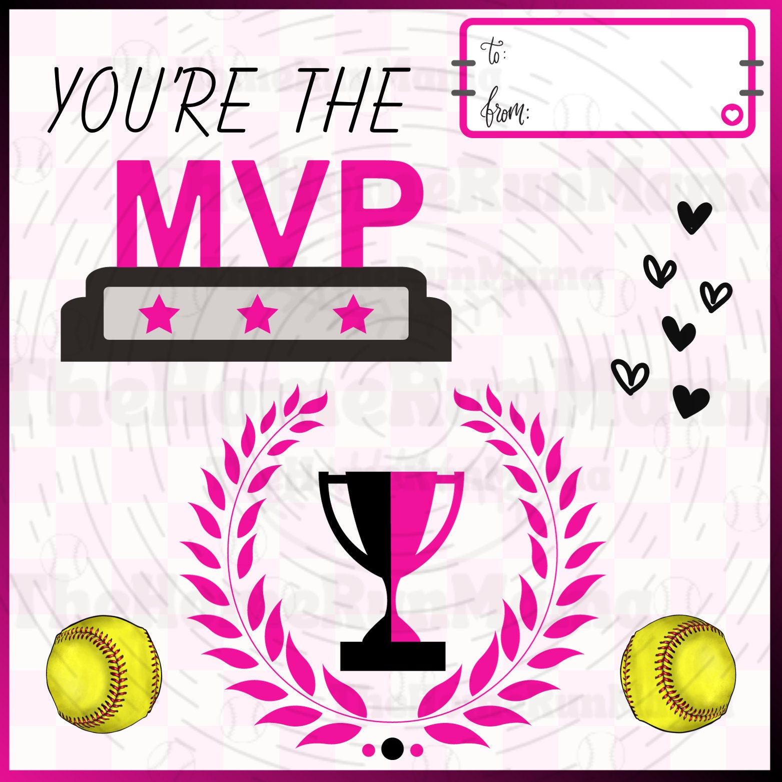 Softball Valentine's Day Cards Set of 6 Styles to Share the Love PNG ...