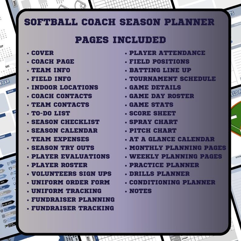 Printable Softball Coach Season Planner | Softball Season Planning ...