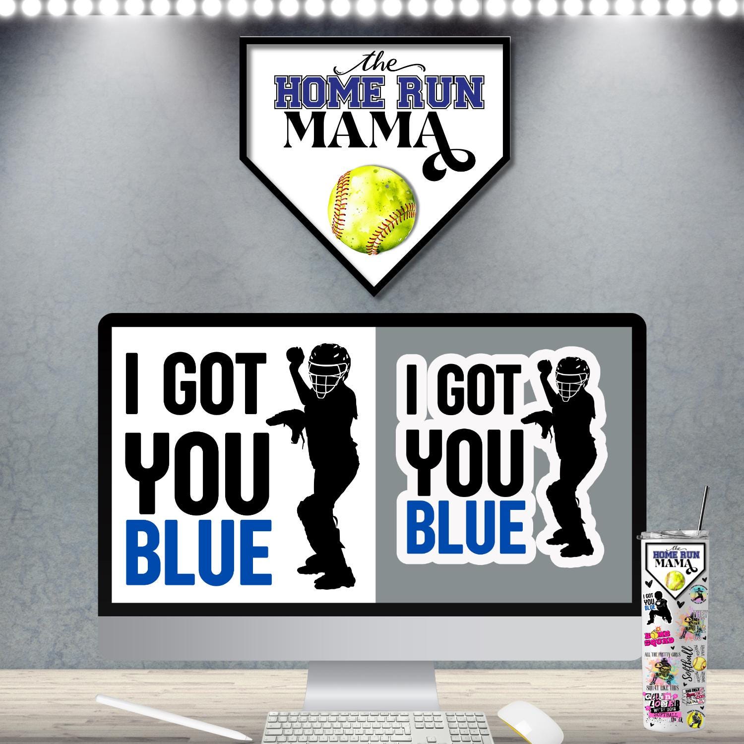 I Got You Blue - Softball Catcher's Helmet PNG Digital Download ...