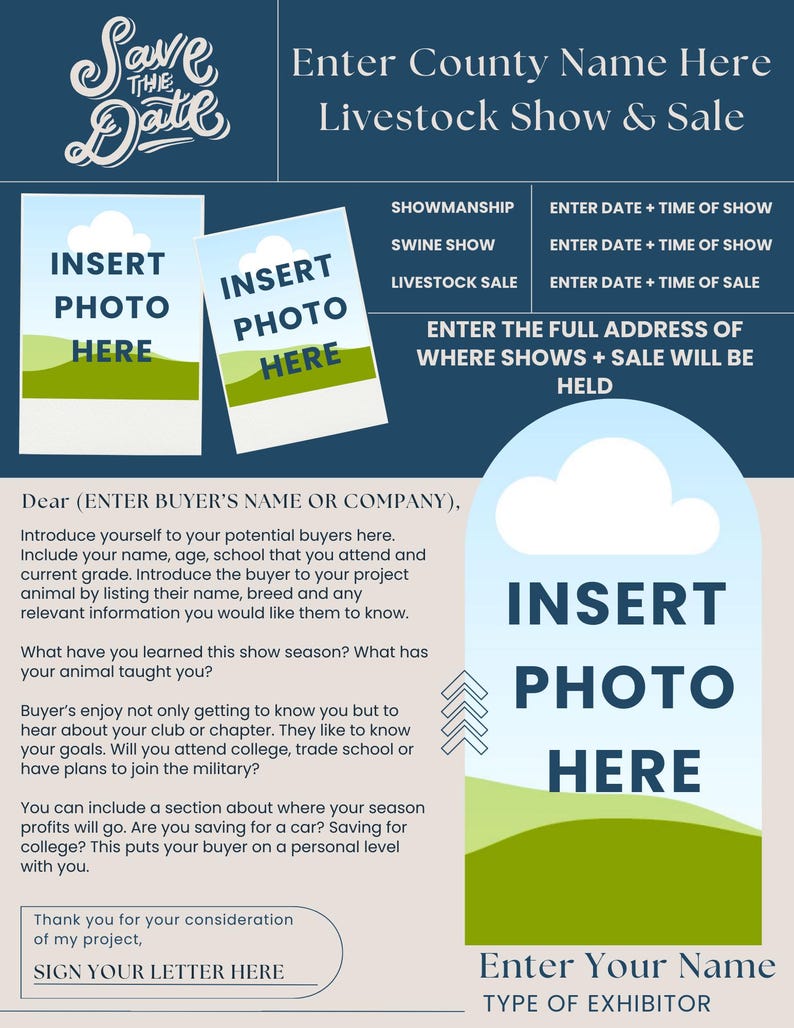 CANVA Digital Template: 4-H FFA Buyer's Letter | (editable) | Livestock ...