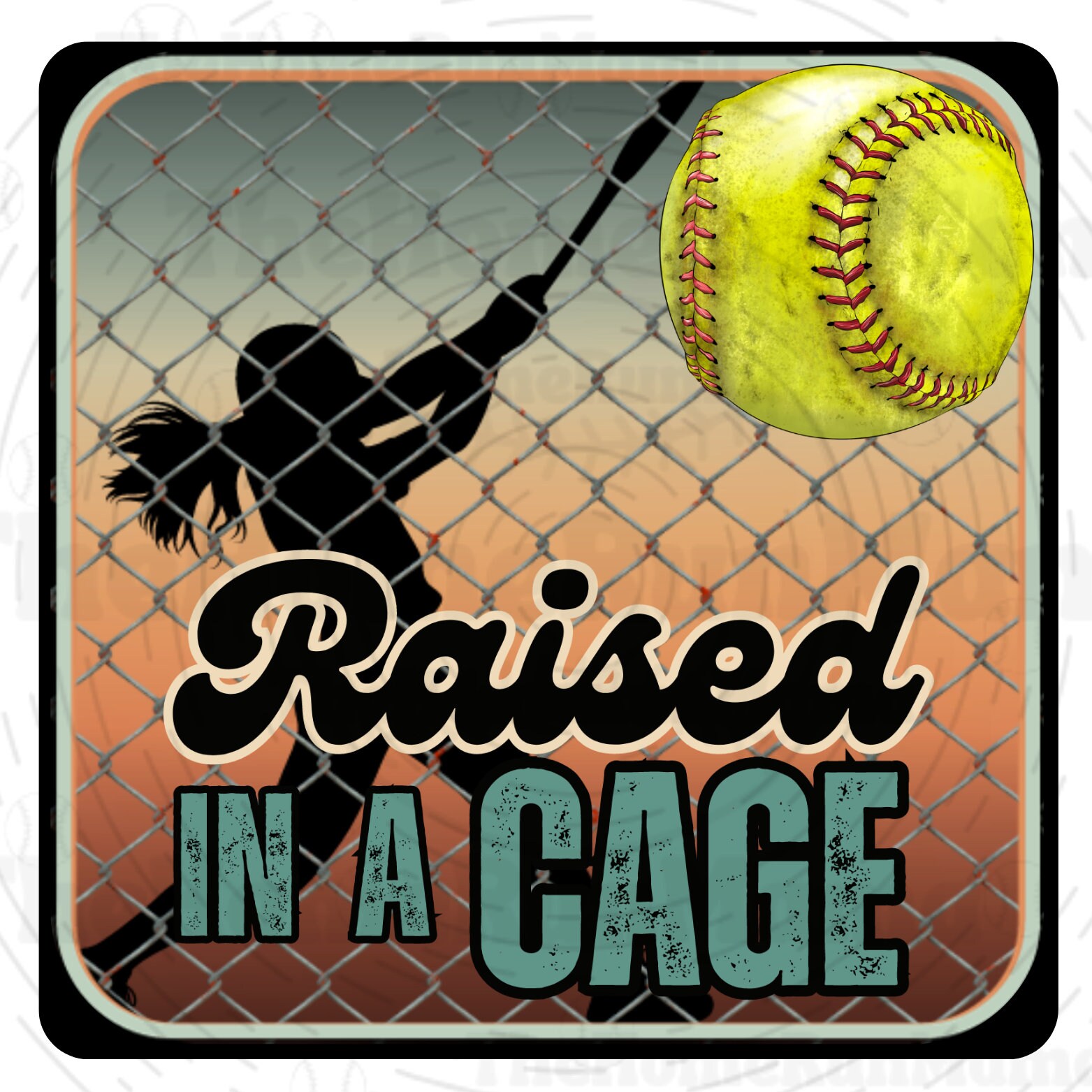 Raised in A Cage Softball Designs Softball Humor Perfect Softball Shirt ...