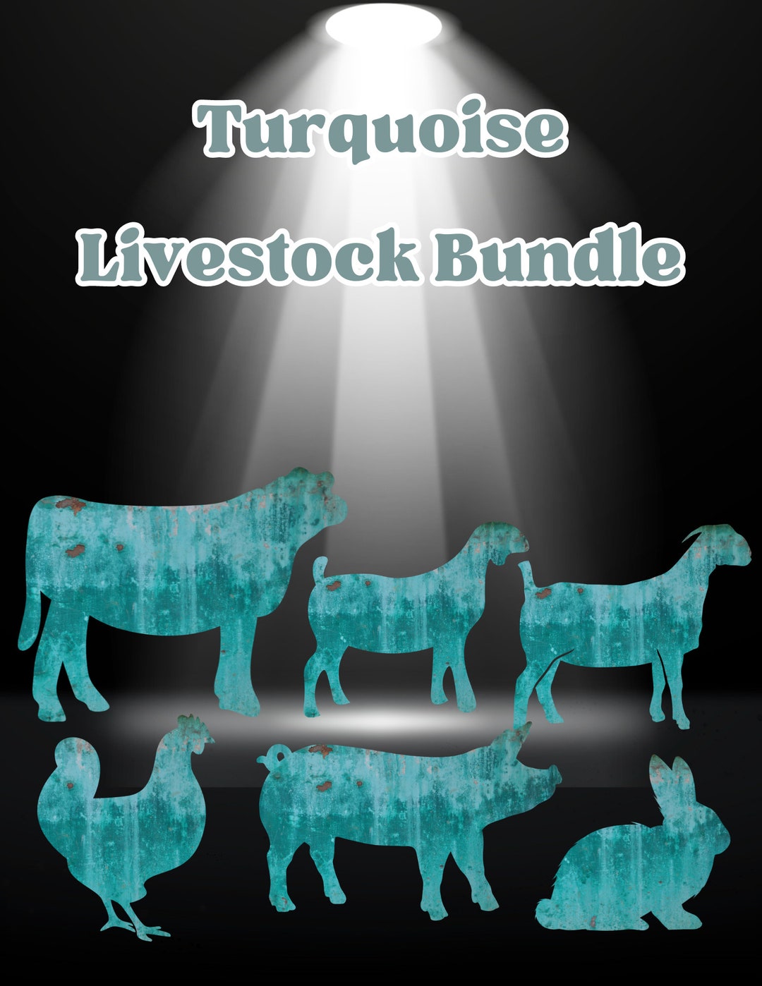 Turquoise Livestock Bundle --- Digital PNG Download - Etsy