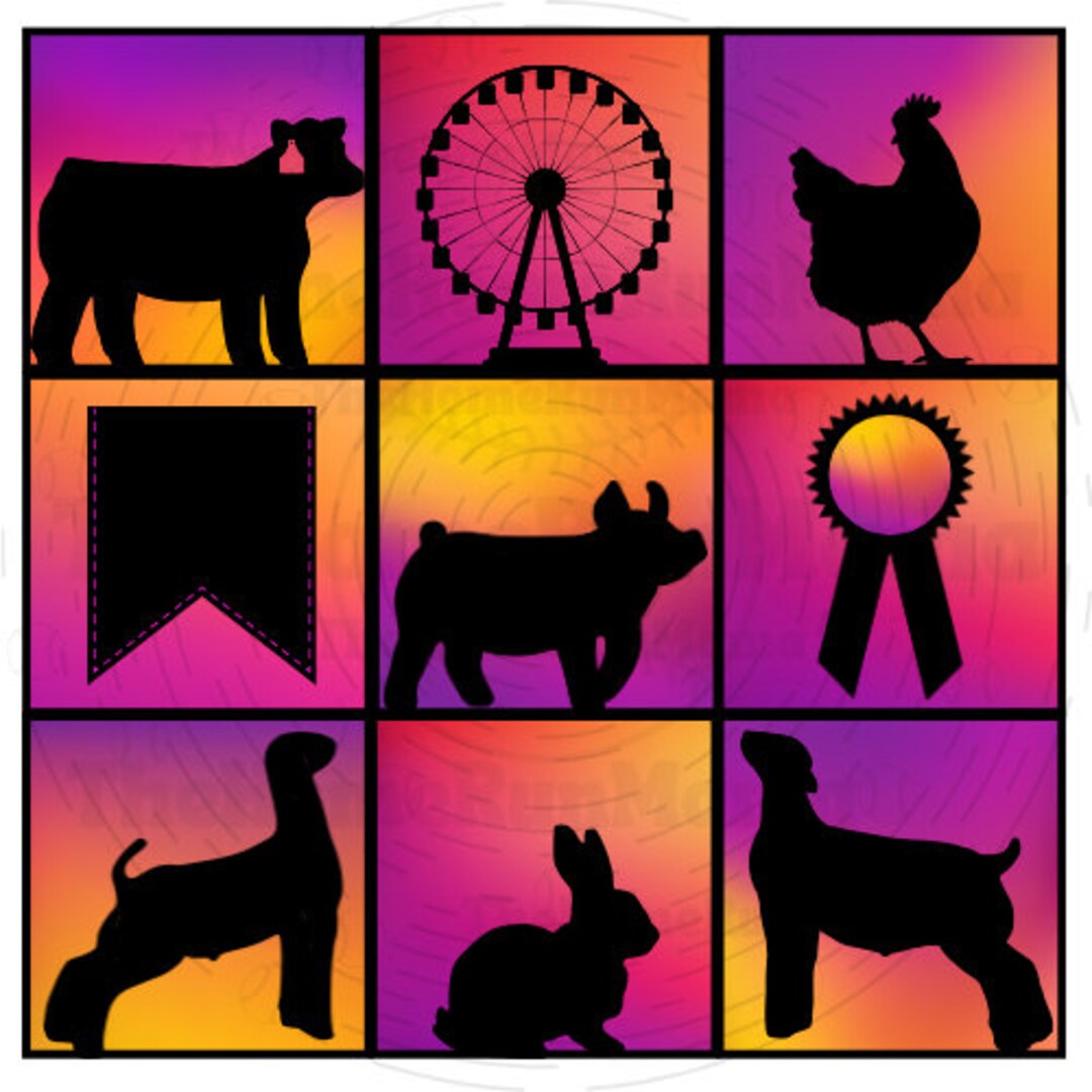 Fair Week PNG Livestock Silhouettes Displayed on 9 Square - Etsy