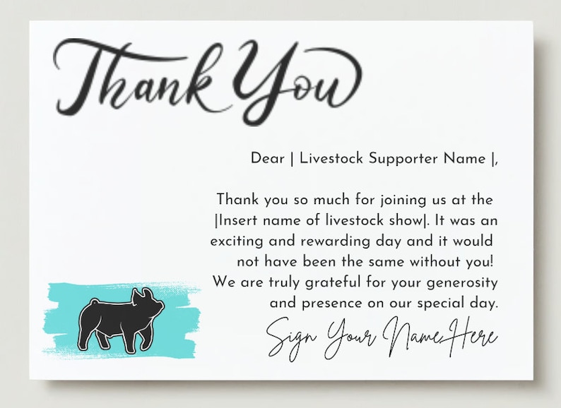 CANVA Digital Template: Livestock Show Thank You Cards (editable) - Etsy