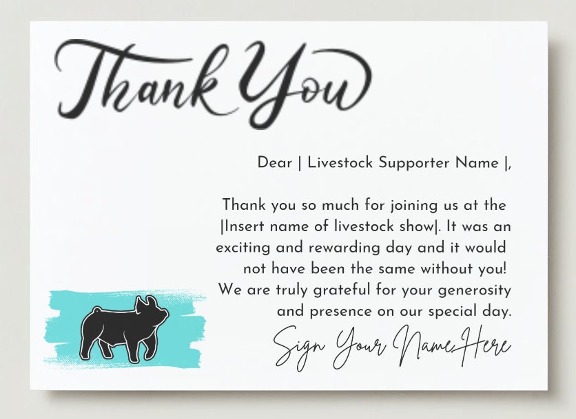 CANVA Digital Template: Livestock Show Thank You Cards editable - Etsy