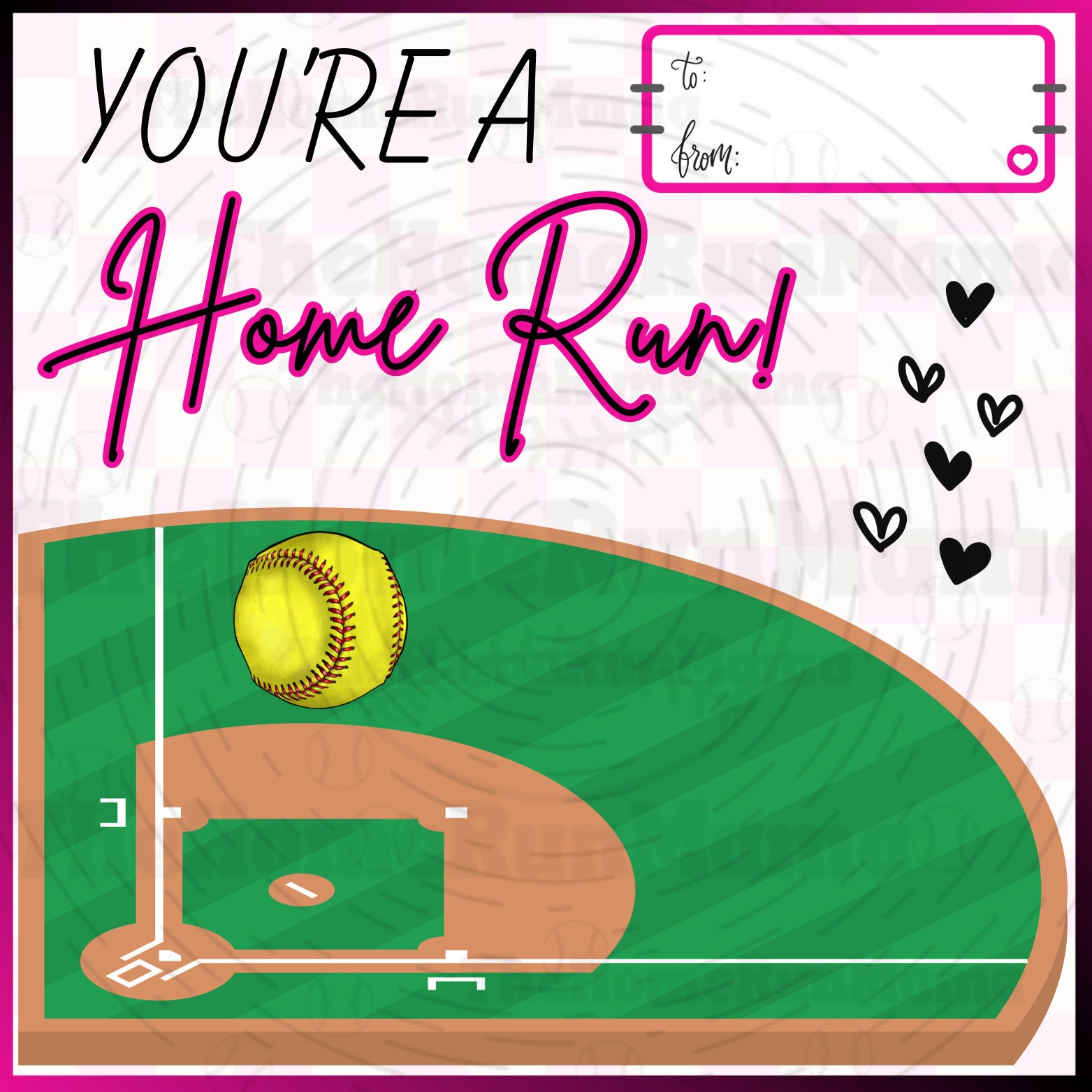 Softball Valentine's Day Cards Set of 6 Styles to Share the Love PNG ...
