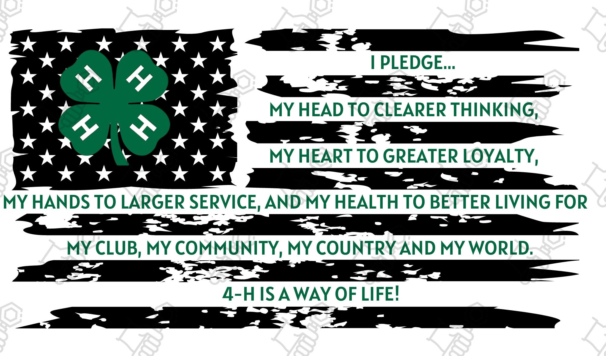 4-H Pledge PNG Distressed American Flag Proudly Display - Etsy Australia