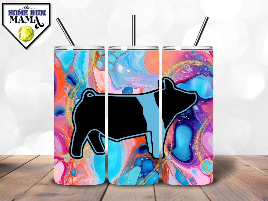 Livestock Exhibitor Tumbler Wrap – Marble Glitter Show Pig Silhouette ...