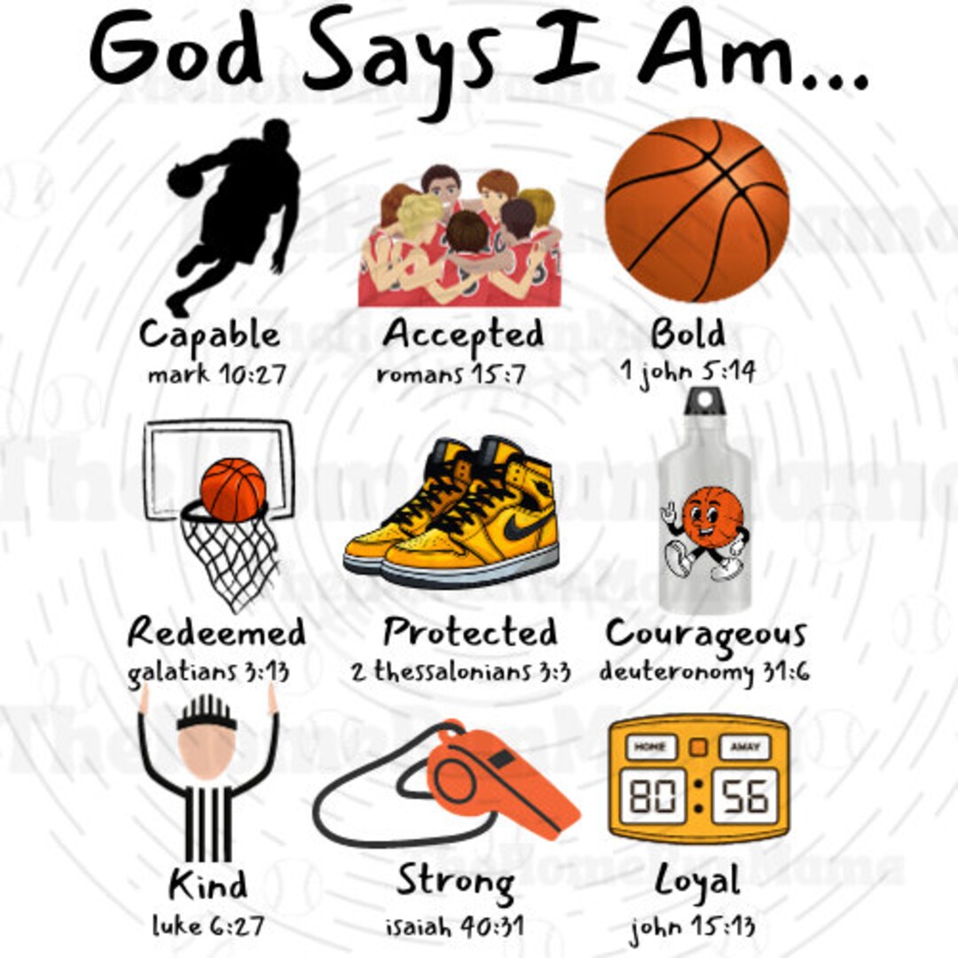God Says I Am... PNG Basketball Design Capable Accepted Bold Redeemed ...