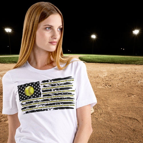 Softball Pledge Distressed American Flag Digital Design Softball Mantra ...