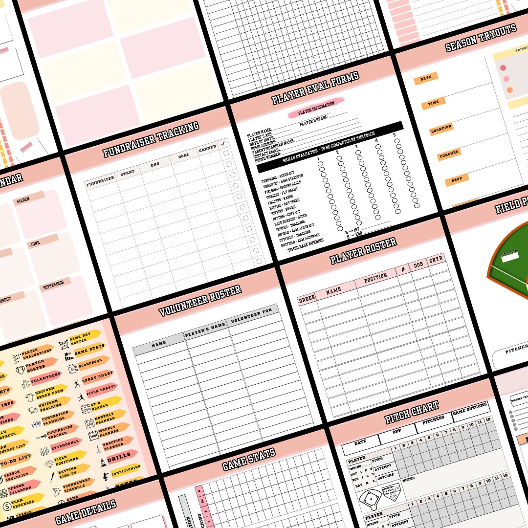 Printable Softball Coach Season Planner Softball Season Planning Tools ...