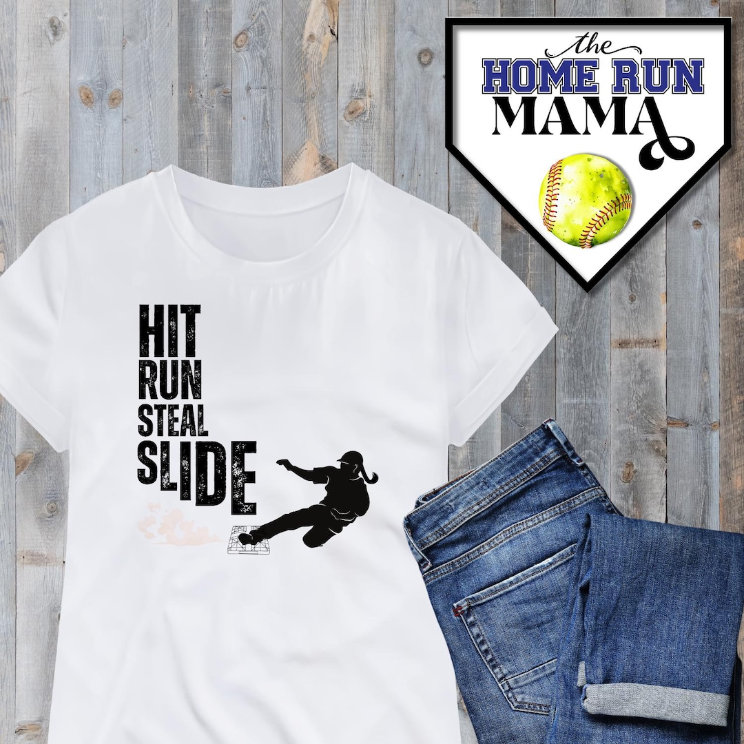 Hit Run Steal Slide | Softball Design | Softball Player | Stealing ...
