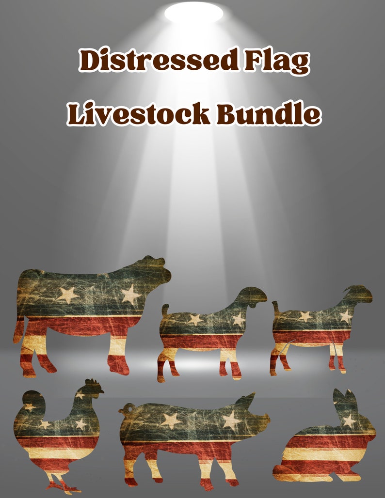 Distressed American Flag Livestock Bundle --- Digital PNG Download - Etsy
