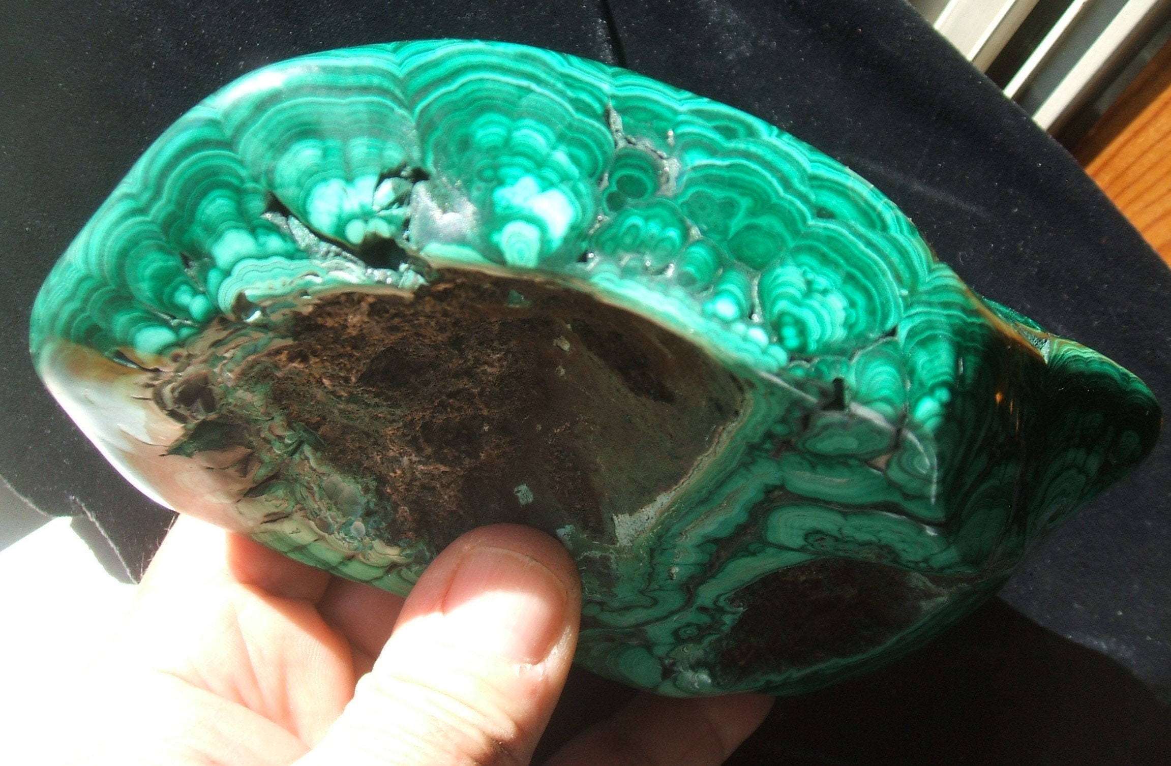 Polished Malachite Double Brain Formation-deep Edge Banding-botryoidal ...
