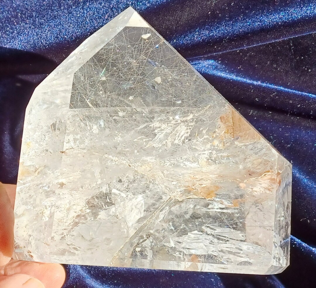 Polished Silver Rutilated Quartz Crystal Standing Display-water Clear ...