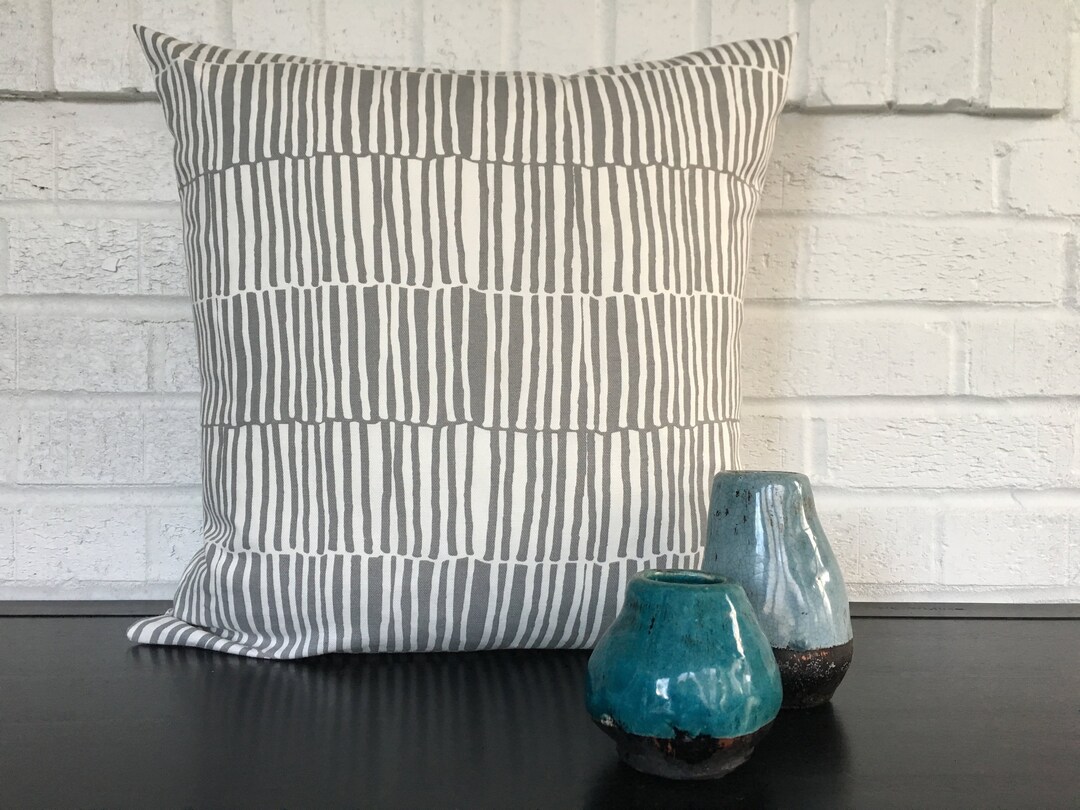 Soft Gray Matchstick Striped Pillow Square Pillow - Etsy
