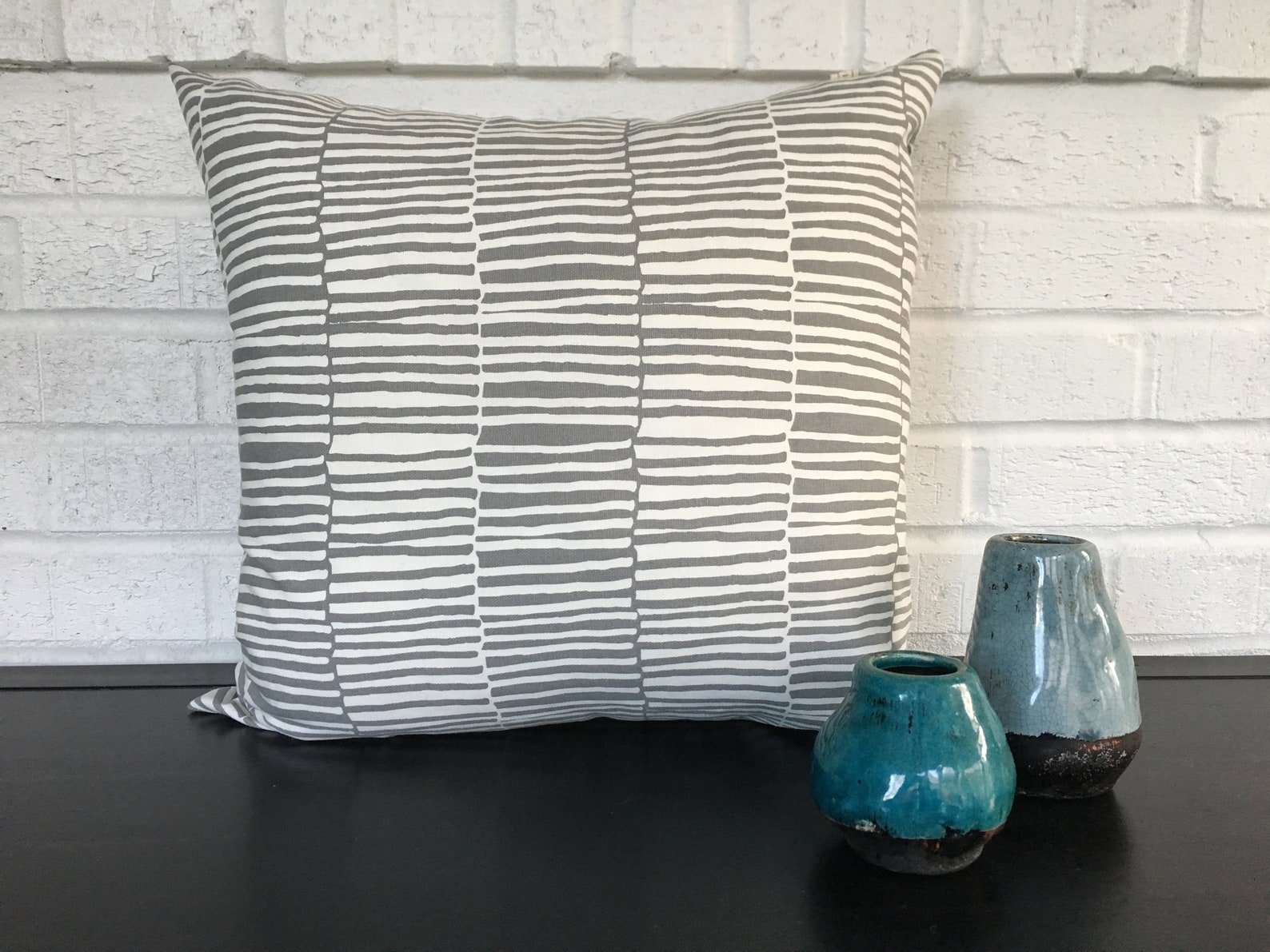 Soft Gray Matchstick Striped Pillow Square Pillow - Etsy