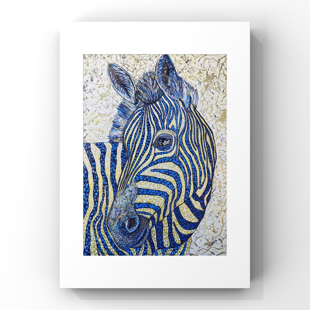 Zebra Painting, Original Pointillism Zebra Art, Zebra Impressionism Art ...