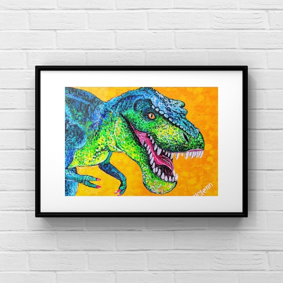 Trex Dinosaur Painting Tyrannosaurus Rex Wall Art T-rex | Etsy