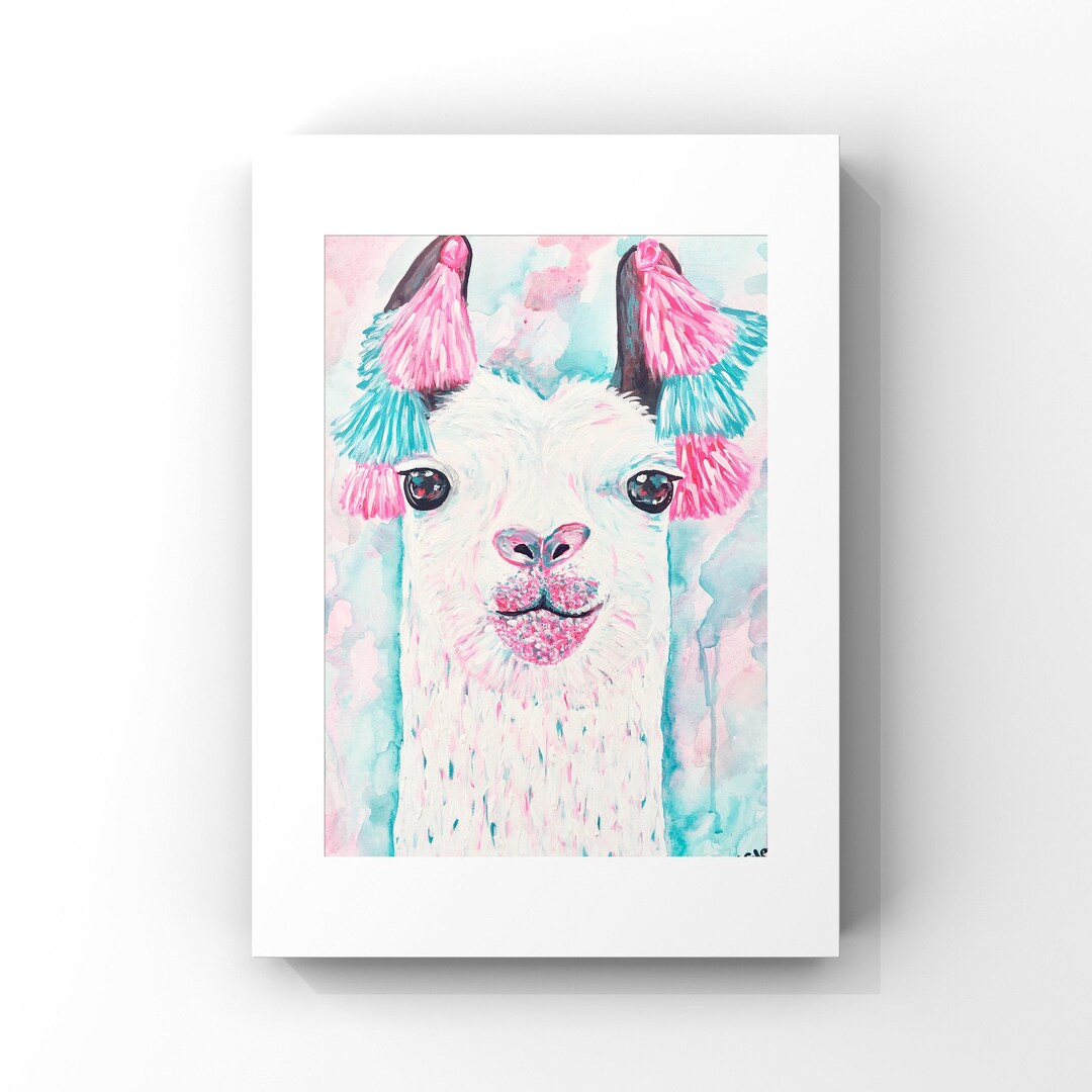 Llama Painting, Colorful Llama Art, Acrylic Animal Artwork by Holly ...