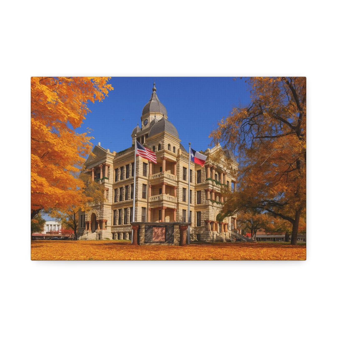 Denton Texas Courthouse Canvas Print: Autumn Landscape Wall Art - Etsy