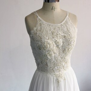 Flowy Aline Boho Lace Wedding Dress Chiffon Lace Wedding - Etsy Australia
