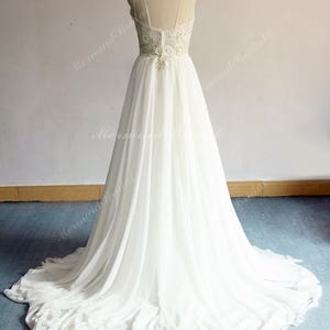 Flowy Aline Boho Lace Wedding Dress Chiffon Lace Wedding - Etsy Australia