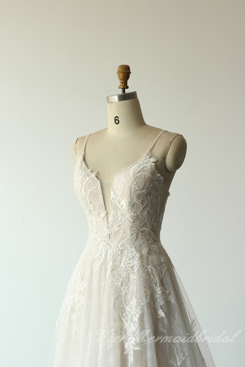 Gorgeous Deep V Neckline Wedding Dressa-line Deep V Tulle | Etsy