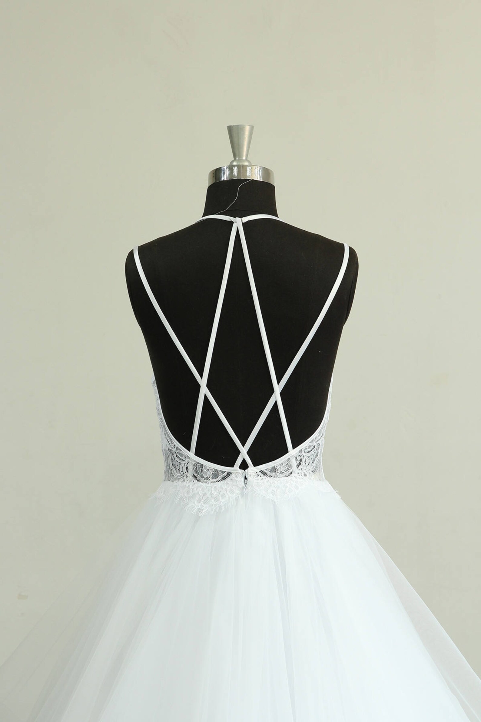 Romantic Open Back White Tulle Lace Wedding Dress Formal - Etsy