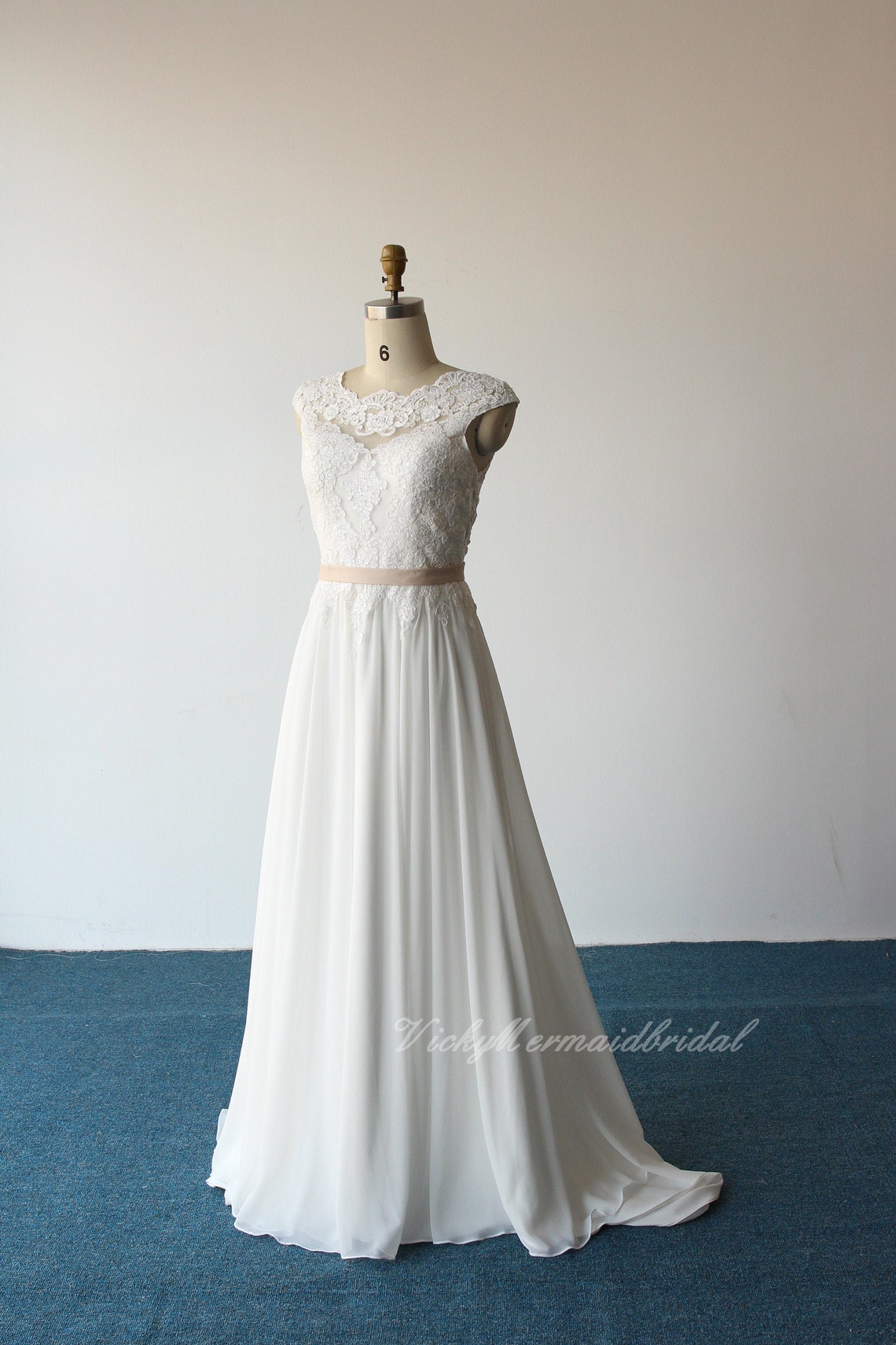 High fashion ivory A-line chiffon lace wedding dressboho | Etsy